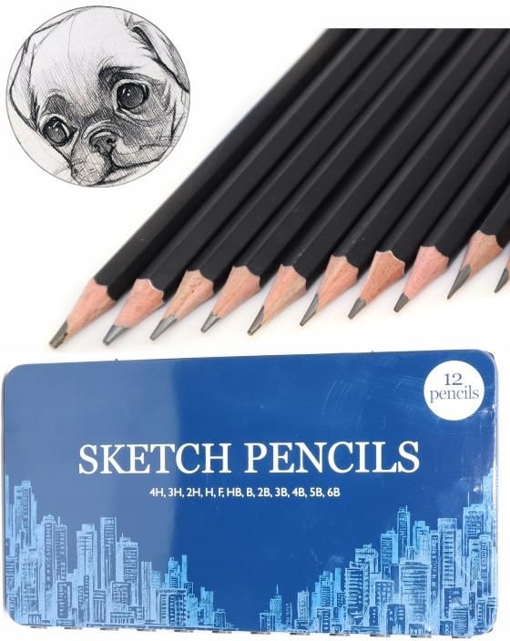 Dlp Industry B.V. Ołówki Grafitowe Szkicowe Metalowe Etui 12Szt - Ceny ...