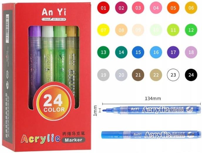 Pisaki Flamastry Mazaki Akrylowe Markery 24Szt - Ceny i opinie - Ceneo.pl