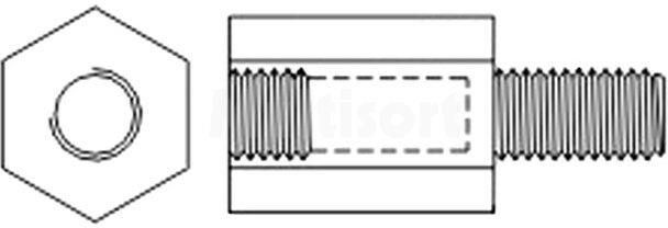 Tulej Dremec Tulejka Dystansowa Gwintowana 5mm Gwint Wew M3 Zew Mosiądz Obdtdmm3X5Dr214K ...