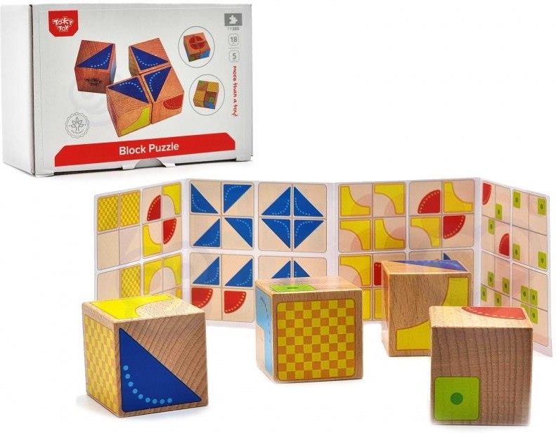 Tooky Toy Drewniane Klocki Sensoryczne Kreatywne Symetria 4 Szt ...