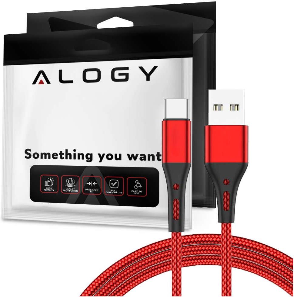 ALOGY KABEL ALOGY PRZEWÓD USB-A DO USB-C TYPE C 3A 1M CZERWONY ...