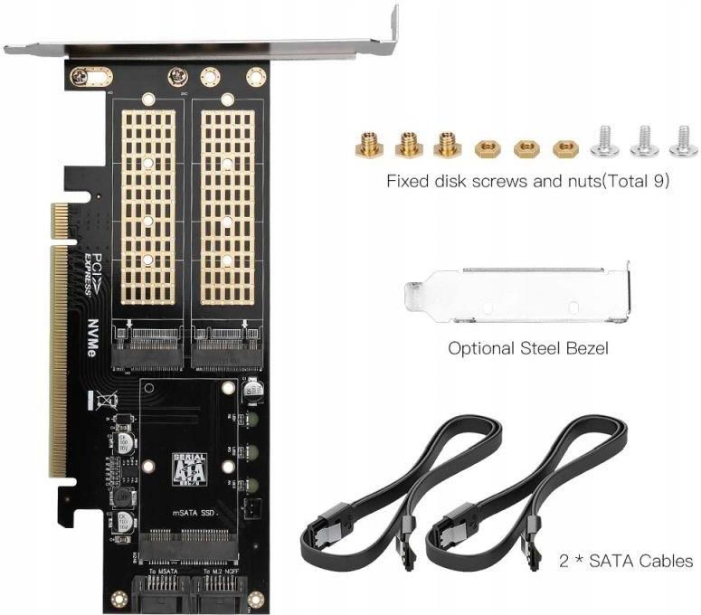 Adapter 3x dysk M.2: Sata + NVMe + mSATA PCI-e x16 - Opinie i ceny na ...