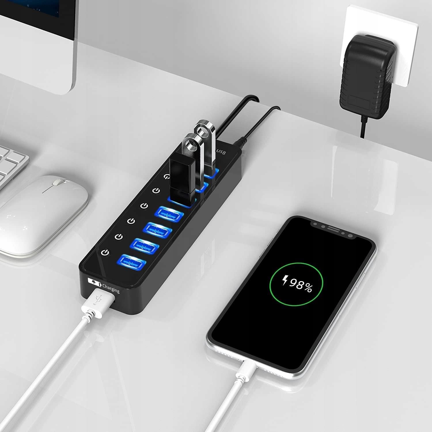 Hub USB Aktywny Koncetrator Usb 3.0, Zasilanie 7-PORTOWE - Opinie i ...