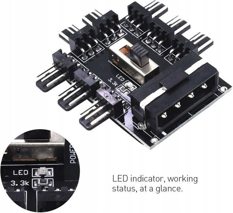 Adapter Molex Fan Hub 1 do 8x 3Pin Splitter Riser - Opinie i ceny na ...