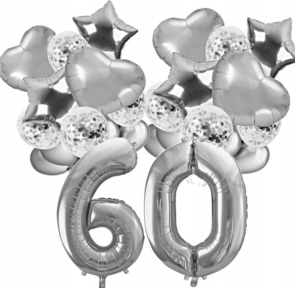 Balony Zestaw 60 Rocznica Ślubu Srebrne Serca - Ceny i opinie - Ceneo.pl