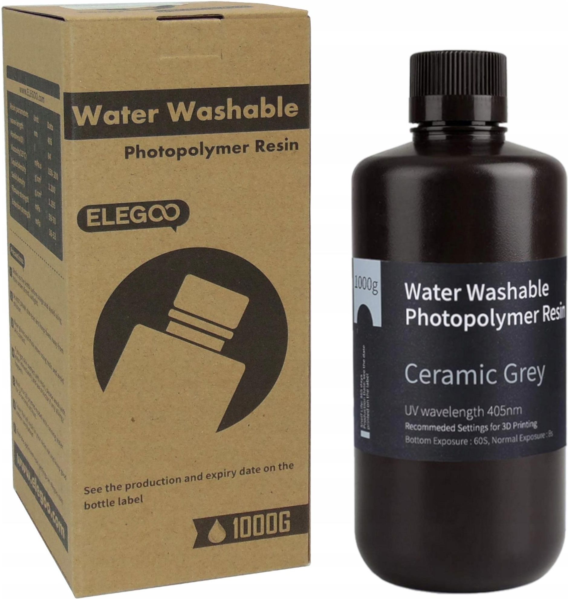 Filament ELEGOO ŻYWICA WATER WASHABLE CERAMIC GREY 1KG - Opinie i ceny ...