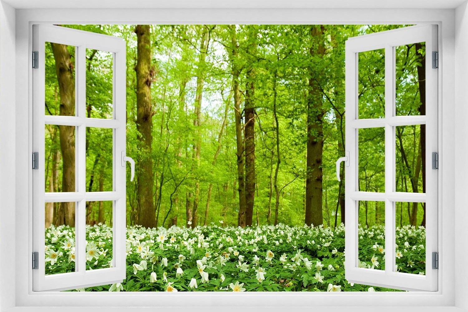 Naklejka Fototapeta 3D Okno Kwiaty W Lesie 150X100 - Opinie i atrakcyjne ceny na Ceneo.pl