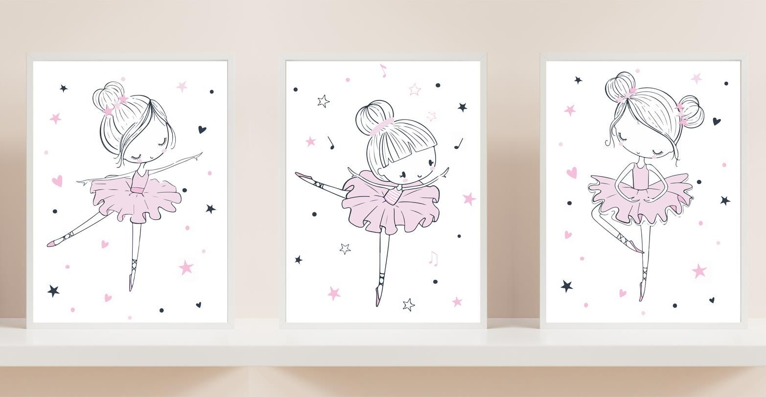 Zestaw 3 Obrazki Plakaty Dla Dzieci A4 Baletnica - Opinie i atrakcyjne ceny na Ceneo.pl