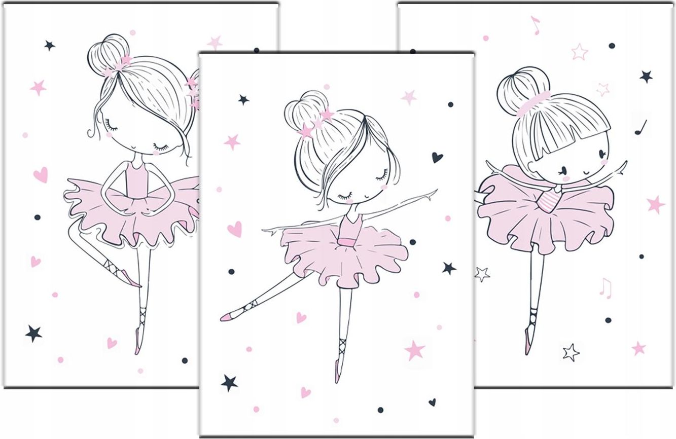 Zestaw 3 Obrazki Plakaty Dla Dzieci A4 Baletnica - Opinie i atrakcyjne ceny na Ceneo.pl
