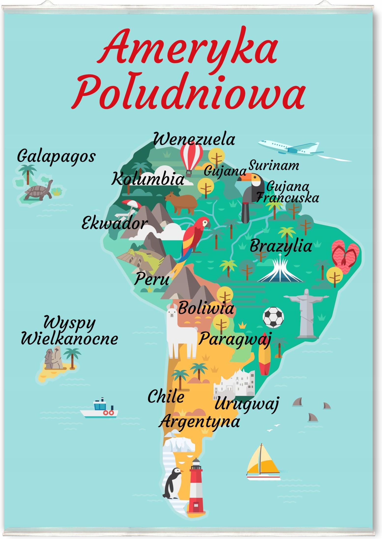 Plakat Mapa Ameryki Południowej Ameryka Południowa - Opinie i ...