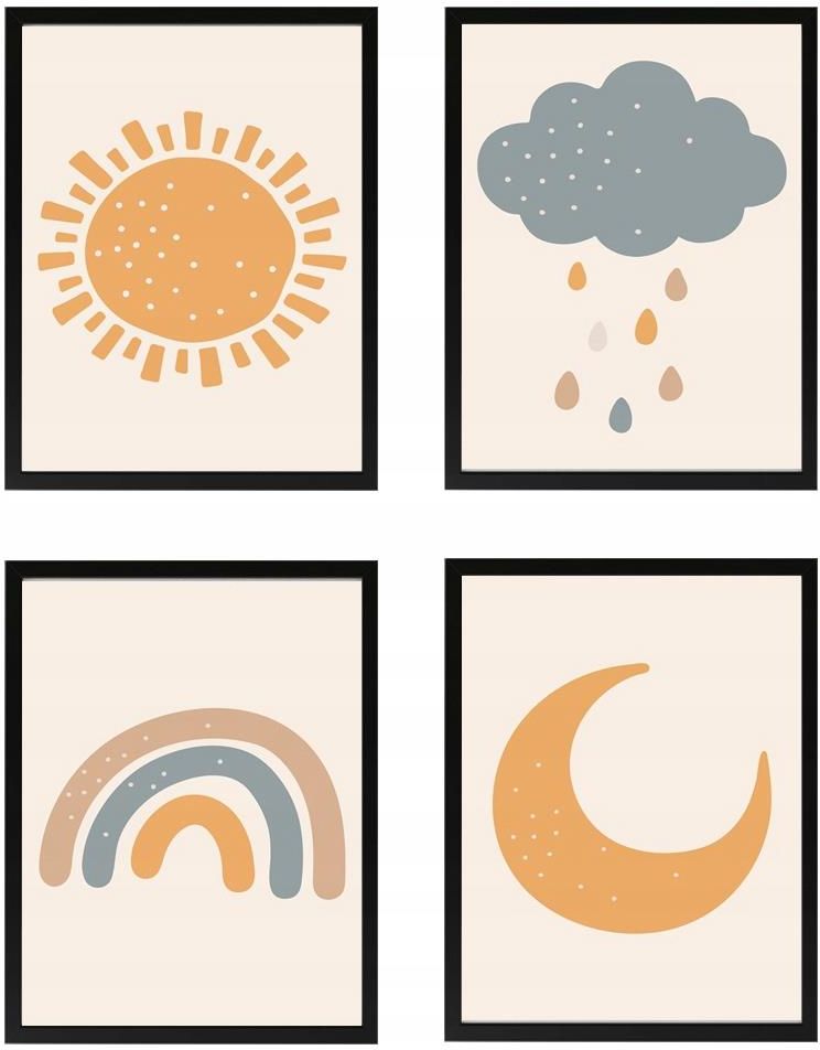 Zestaw 4 Obrazków Plakatów A4 21X30Cm Boho Grafiki - Opinie i ...
