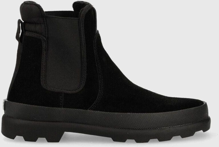 Gant sztyblety zamszowe Frenny damskie kolor czarny na płaskim obcasie ...