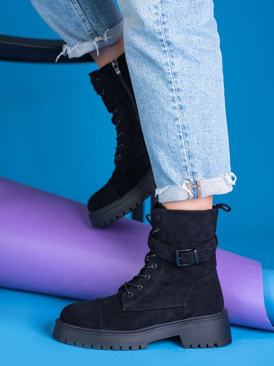 Zamszowe workery damskie z klamrą Shelovet - Ceny i opinie - Ceneo.pl