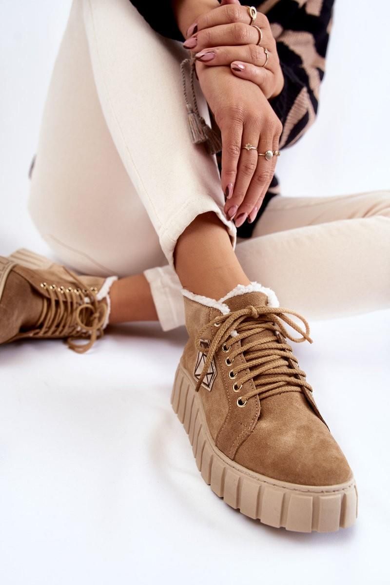 Zamszowe Buty Sportowe Wiązane Lewski Shoes 3252/N Beżowe : Rozmiar ...