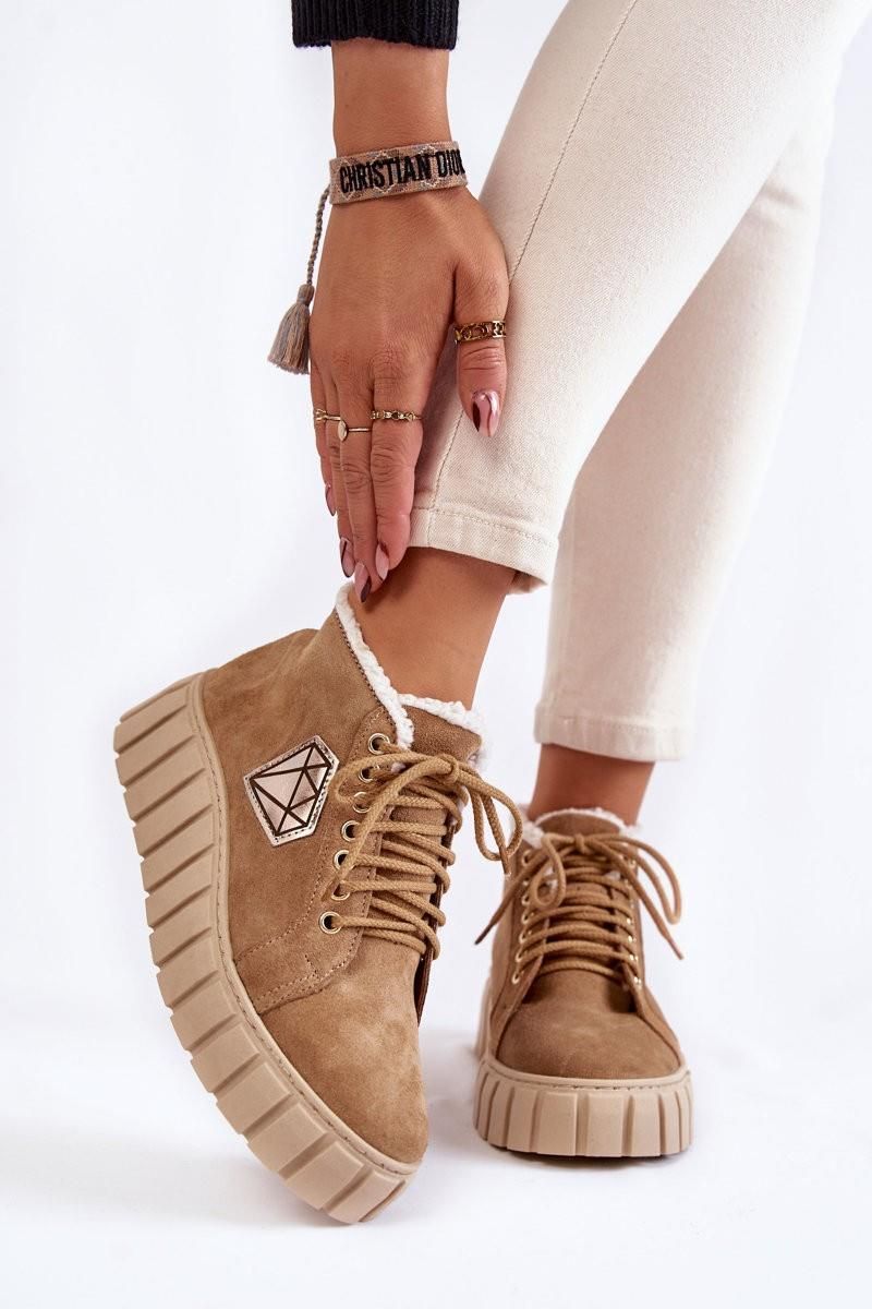 Zamszowe Buty Sportowe Wiązane Lewski Shoes 3252/N Beżowe : Rozmiar ...