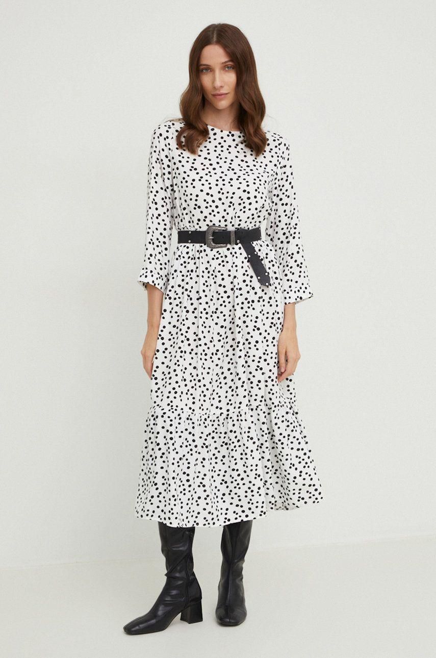 Answear Lab sukienka kolor biały midi rozkloszowana - Ceny i opinie ...