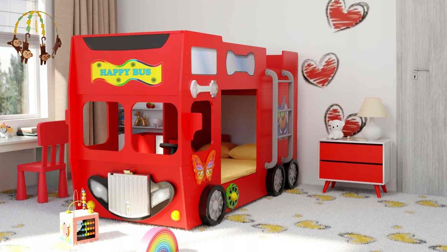 Plastiko Łóżko Dziecięce Happy Bus Autobus Piętrowe Czerwon - Opinie i ...
