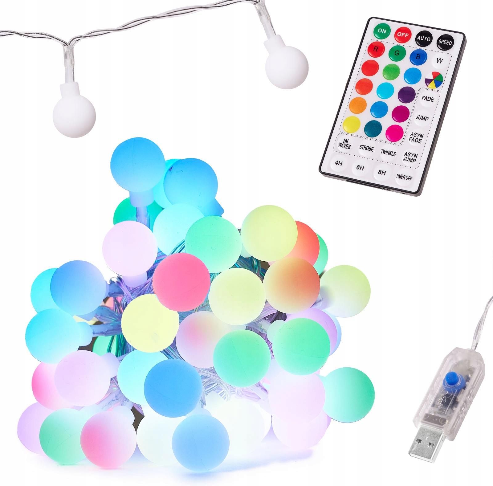 Ikonka Lampki Dekoracyjne Led Mini Cotton Balls 5M 50Led 12747566042 ...