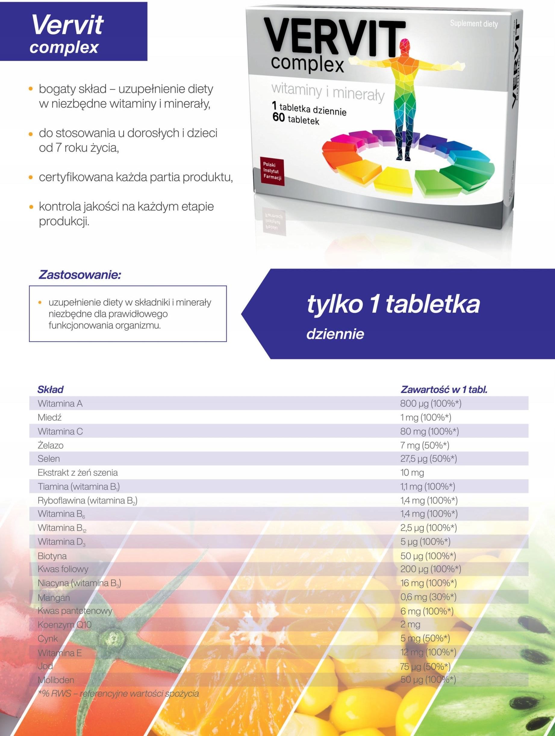 Polski Instytut Farmacji Pif Vervit Complex 60tabl. - Opinie i ceny na ...