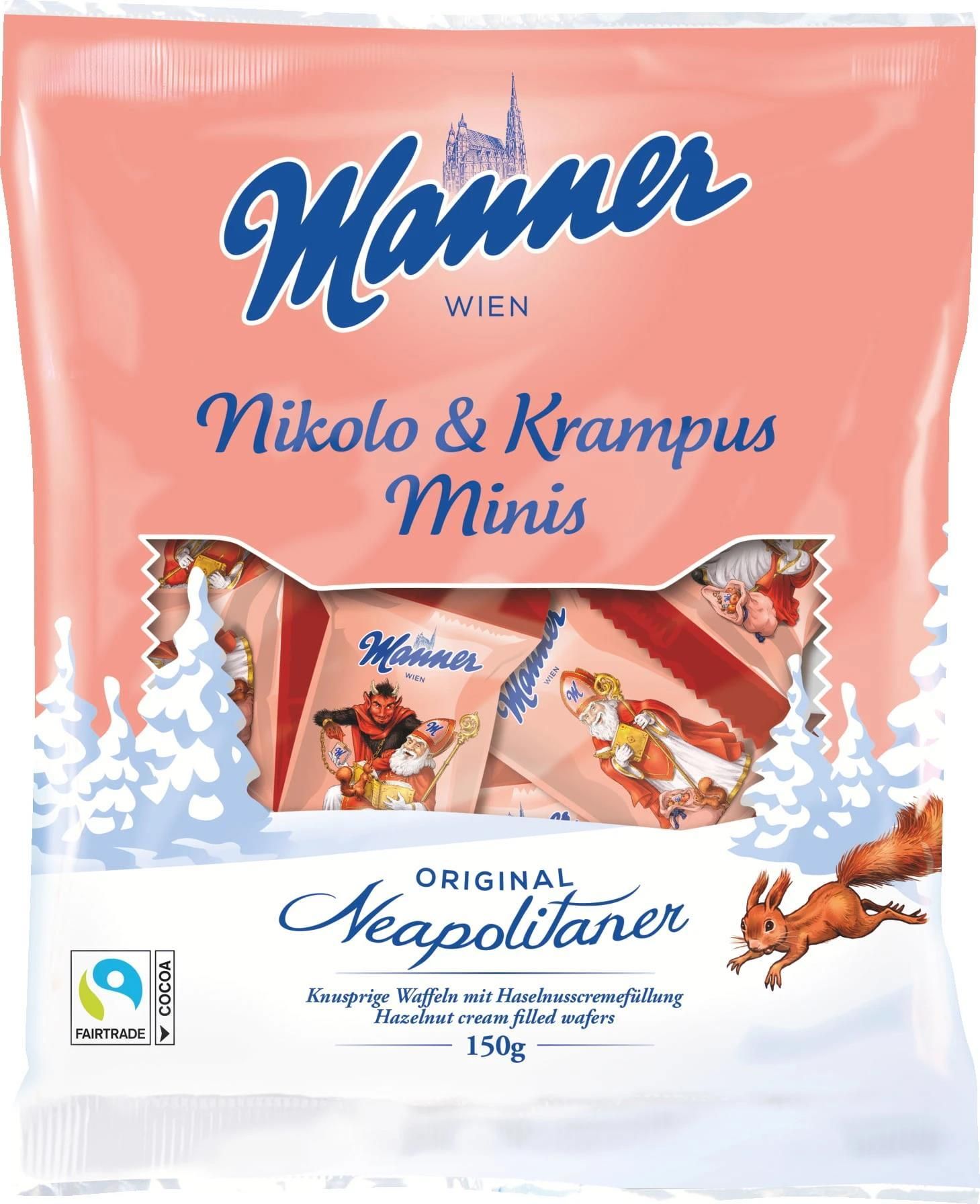 Manner Mikołaj I Krampus Wafelki Neapolitaner Mini 150 G - Ceny i ...