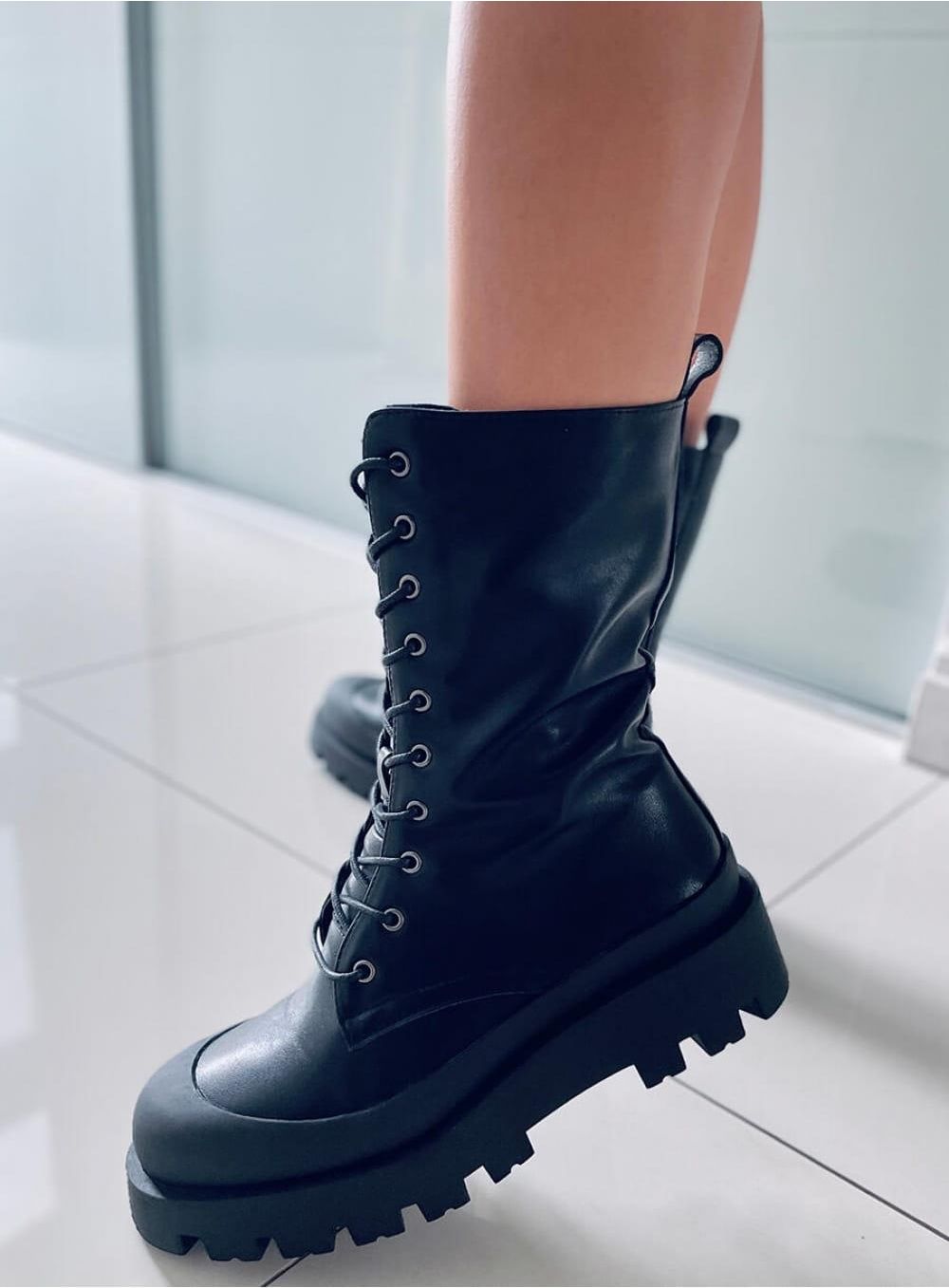 Botki sznurowane glany KNIGHT BLACK - Ceny i opinie - Ceneo.pl