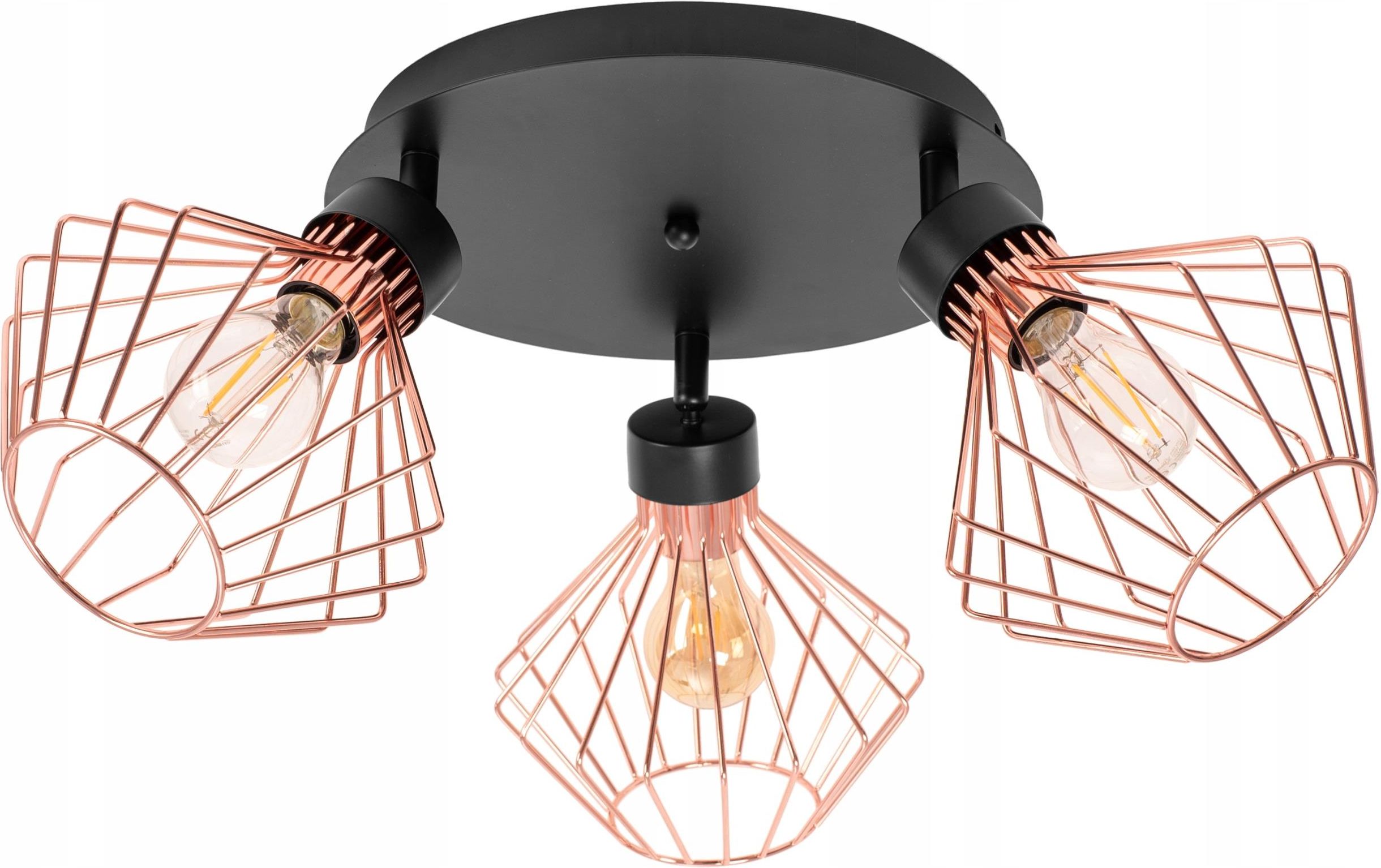 Toolight Lampa Potrójna Metalowa Loft Plafon Czarna Rose (App5363C ...