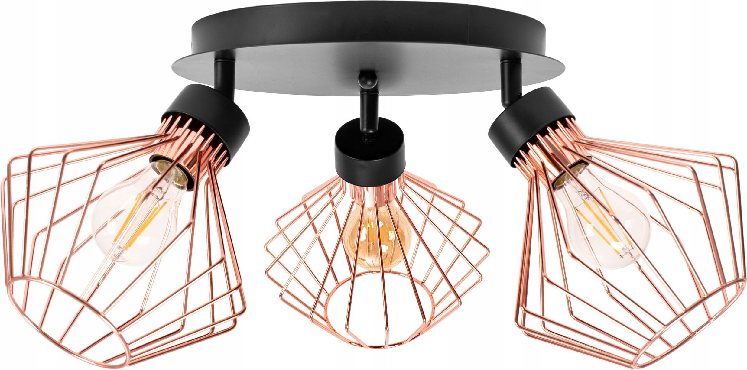 Toolight Lampa Potrójna Metalowa Loft Plafon Czarna Rose (App5363C ...