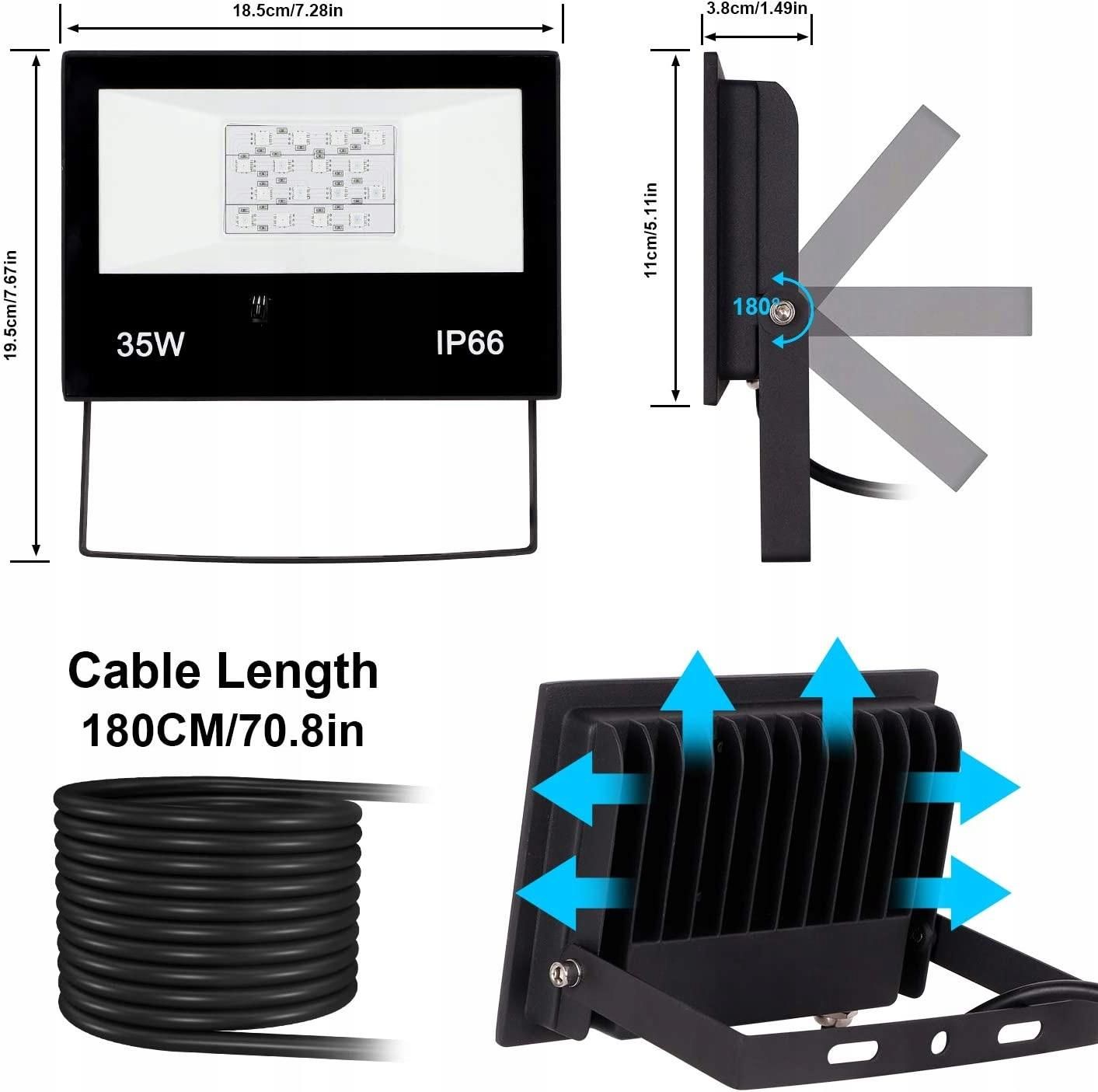 Halogen Led Rgb 50W Pilot 2szt. Ip66 4 Tryby - Ceny i opinie - Ceneo.pl