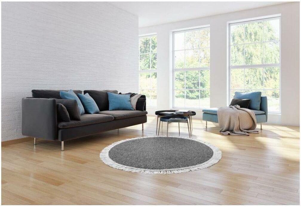 Multi Decor Dywan Z Frędzlami Mango Ciemnoszary Śr. 100cm 344912 - Opinie i atrakcyjne ceny na ...