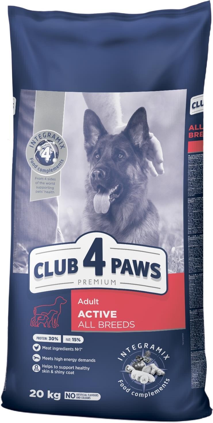 Karma Club 4 Paws Premium Dorosłe Aktywne Psy Active 20Kg - Ceny i ...