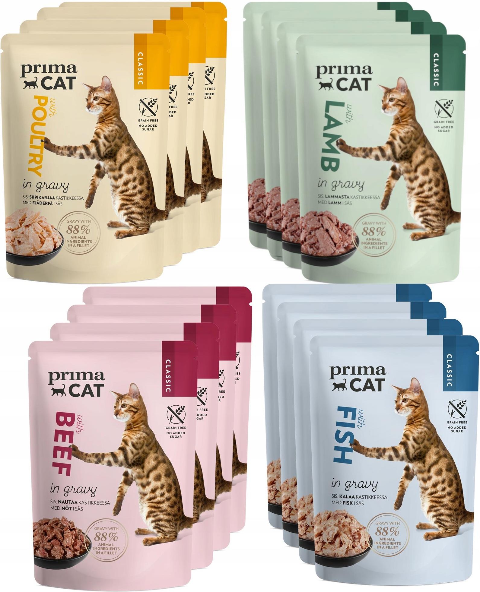 Karma Dolina Noteci Prima Cat Zestaw Dań W Sosie Bez Zbóż 16X85G - Ceny ...