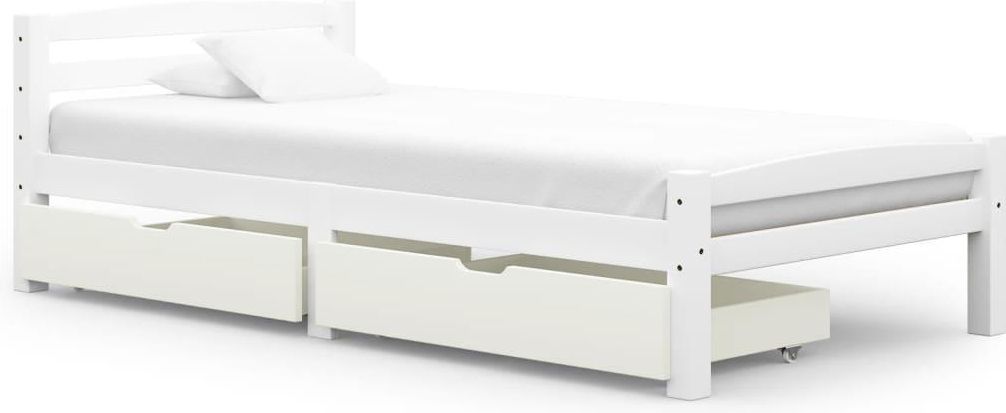 Vidaxl Rama Łóżka Z 2 Szufladami Biała Drewno Sosnowe 100X200 Cm ...