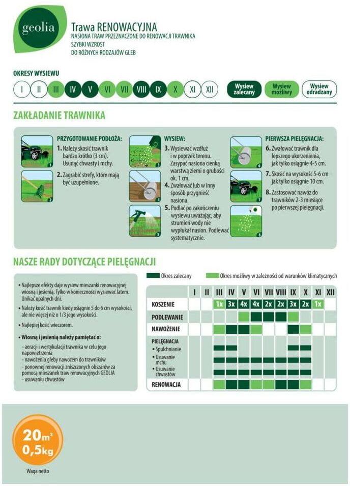 Nasiona Trawy Renowacyjnej + Mikoryza 0.5Kg Geolia - Ceny i opinie ...