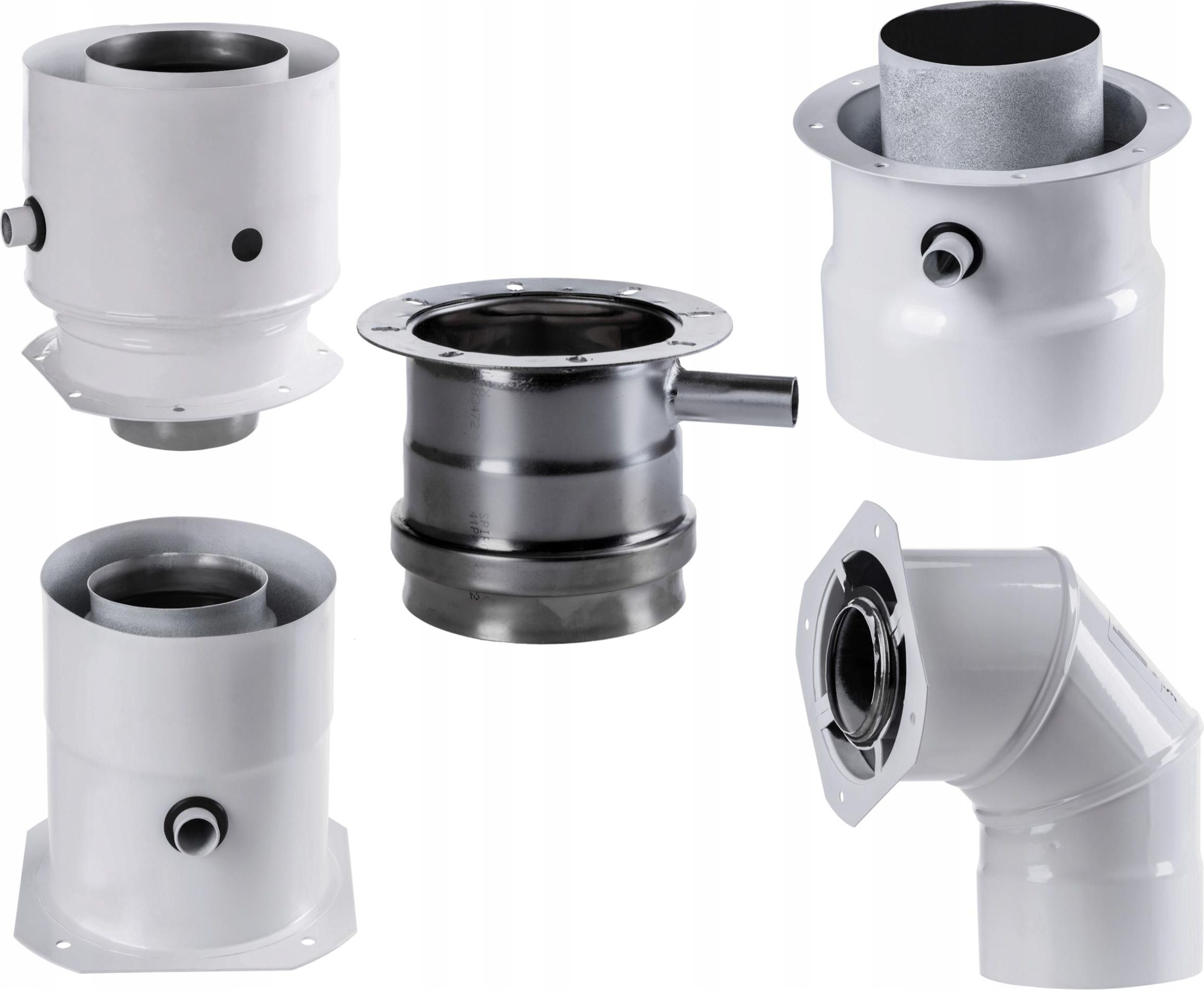 System kominkowy Spiroflex ADAPTER 60/100 X 80/125 JC Z ODSKRAPALCZEM BIAŁY SPI037SXTDAJC68OB ...