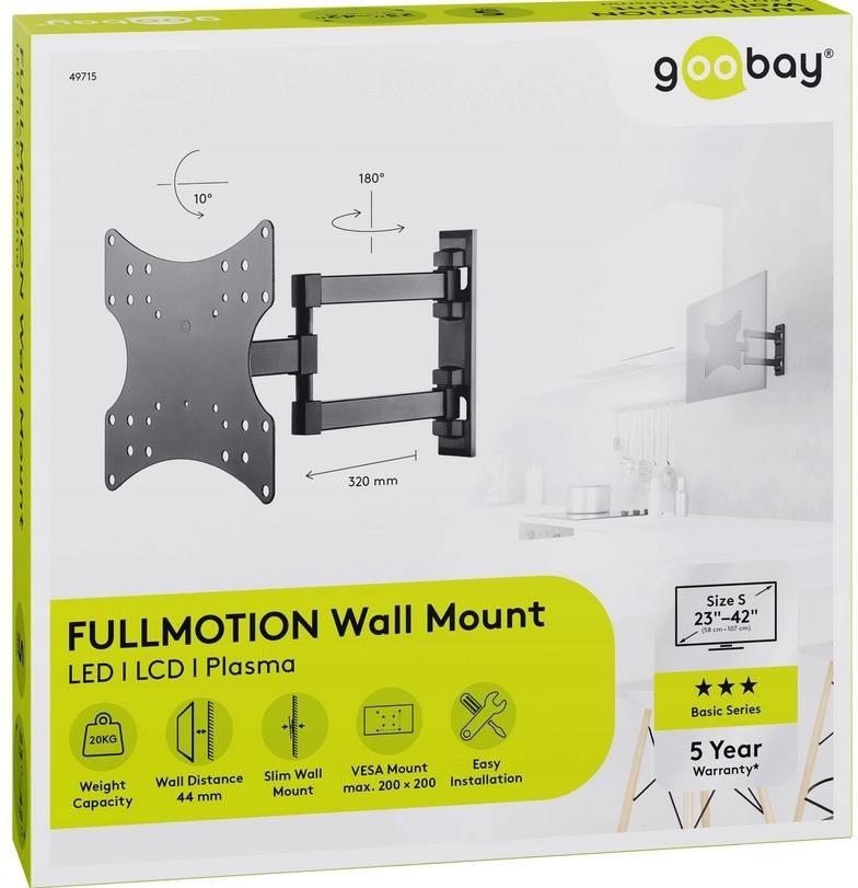 Goobay Uchwyt Tv Basic Fullmotion S 23- 42 B - Opinie i ceny na Ceneo.pl