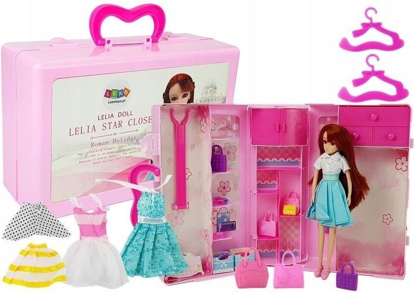 36 Wood Lalka Modelka Garderoba Biżuteria W Walizce Różowa - Ceny i ...
