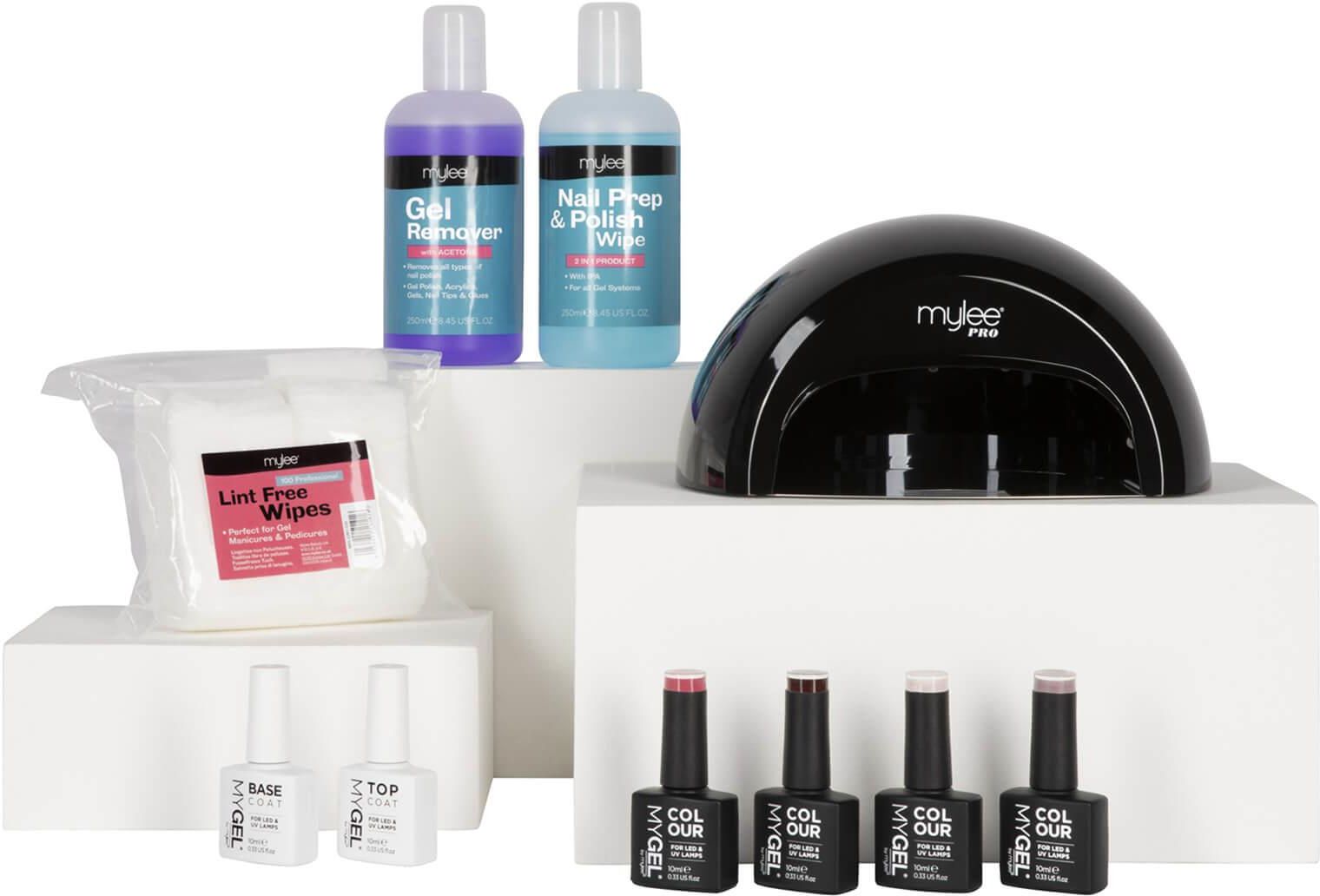 Mylee Black Convex Curing Lamp Kit With Gel Nail Polish Essentials Set ...