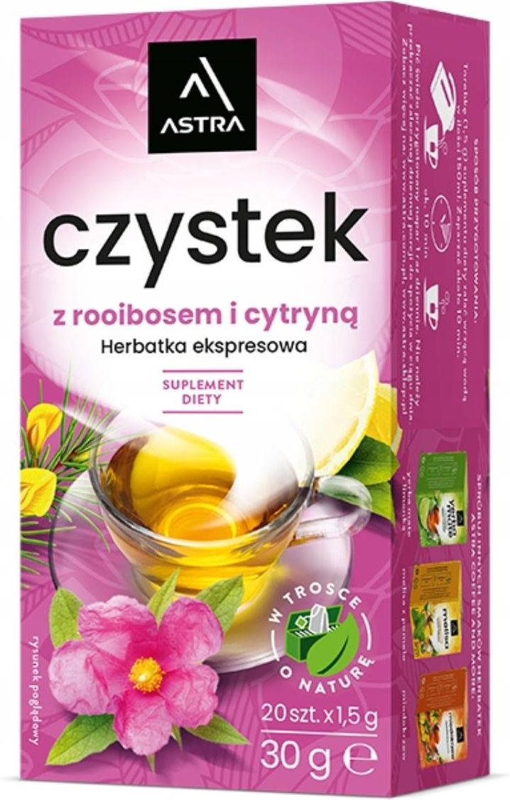 Herbata ASTRA - CZYSTEK z Rooibosem i cytryną, herbata ekspresowa, 20 ...