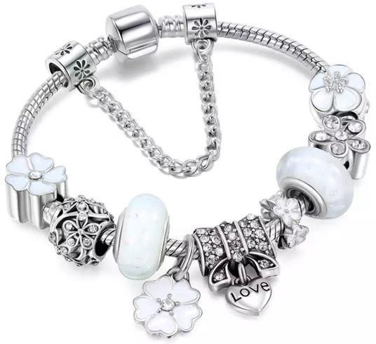 BRANSOLETKA I CHARMSY KWIATY SREBRNA LOVE - Ceny i opinie - Ceneo.pl