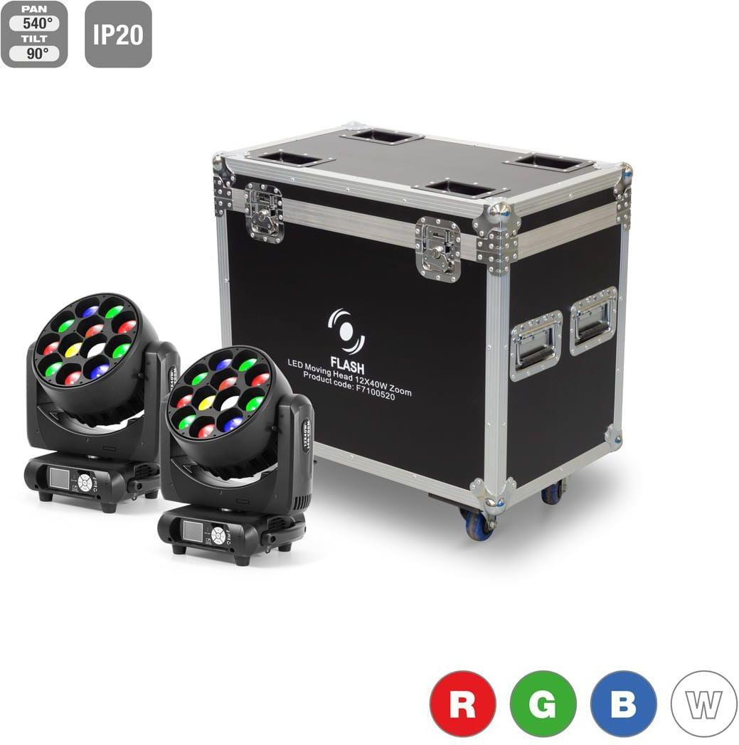 Flash LED Moving Head 12x40W Zoom 3,5°-55° - zestaw - Sprzęt ...