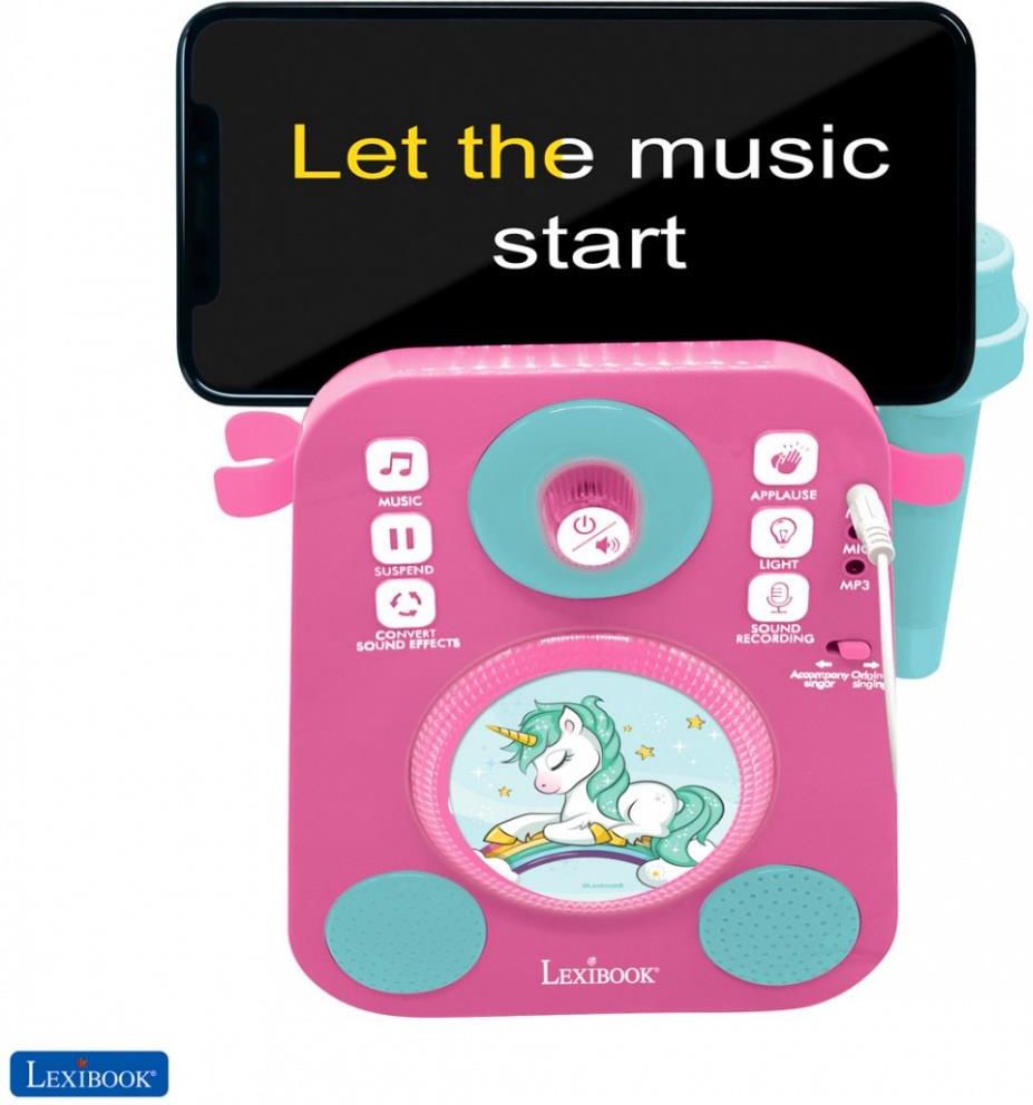 Lexibook Unicorn Jednorożec Głośnik Led Karaoke Mikrofon Statyw Aux Dla ...