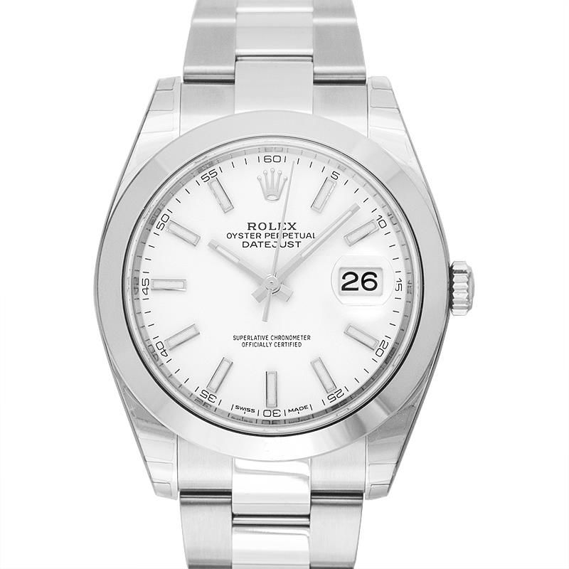 Rolex Datejust 41 Stainless Steel Smooth / Oyster White 1263003 ...