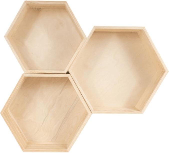 Roby Wood Półki Heksagon - 3 W 1 Zestaw 3 Szt. Natural - Opinie i ...