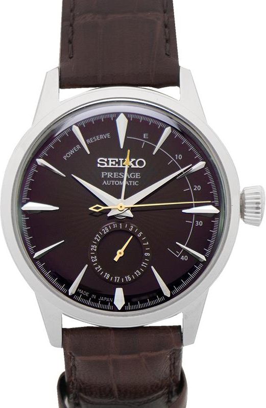 Seiko Presage Automatic Black Cat Martini Cocktail Time Brown Leather ...