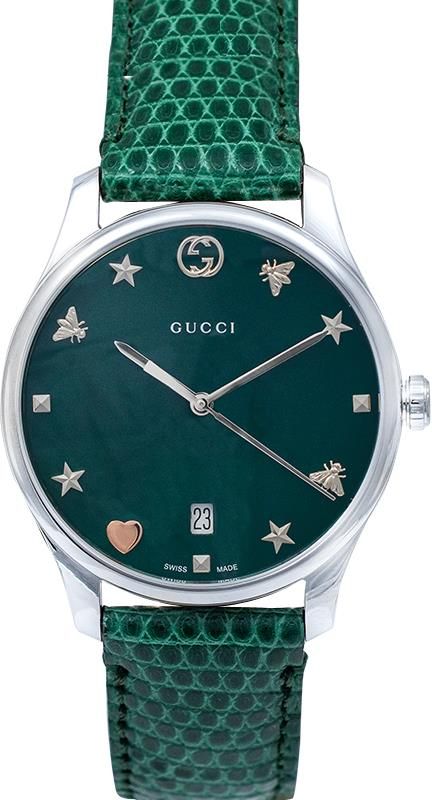 Gucci G-Timeless Quartz Green Mother of Pearl Dial With Charms Hour ...