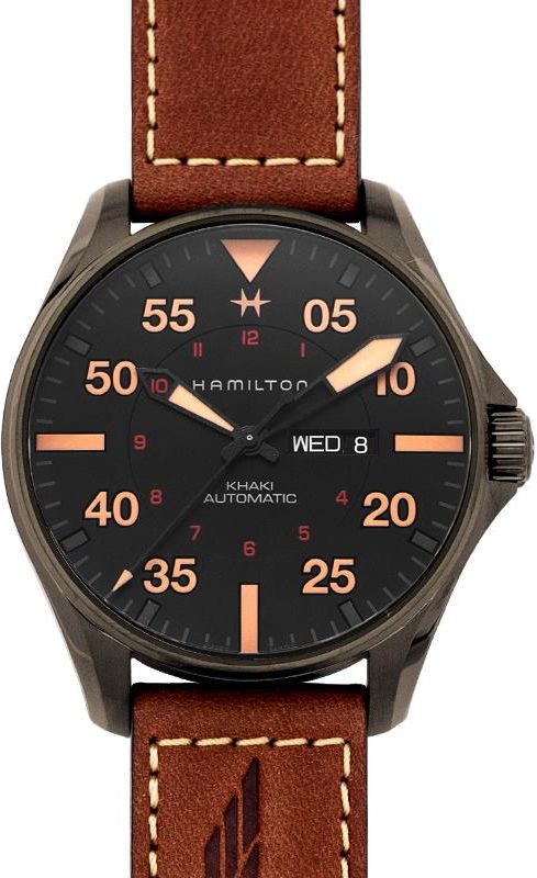 Hamilton Khaki Pilot Day Date Automatic Black Dial Stainless Steel ...