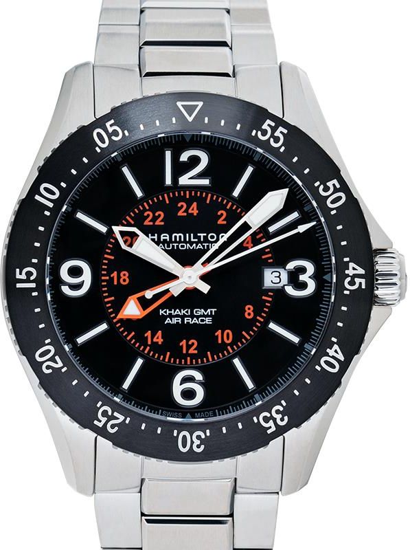 Hamilton Khaki Aviation Pilot GMT Automatic Black Dial Stainless Steel ...