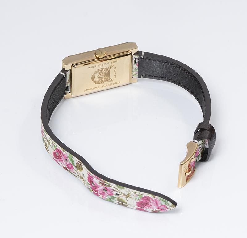 Gucci G-Frame Quartz Ivory with Floral Motif Dial YA147406 - Zegarki ...