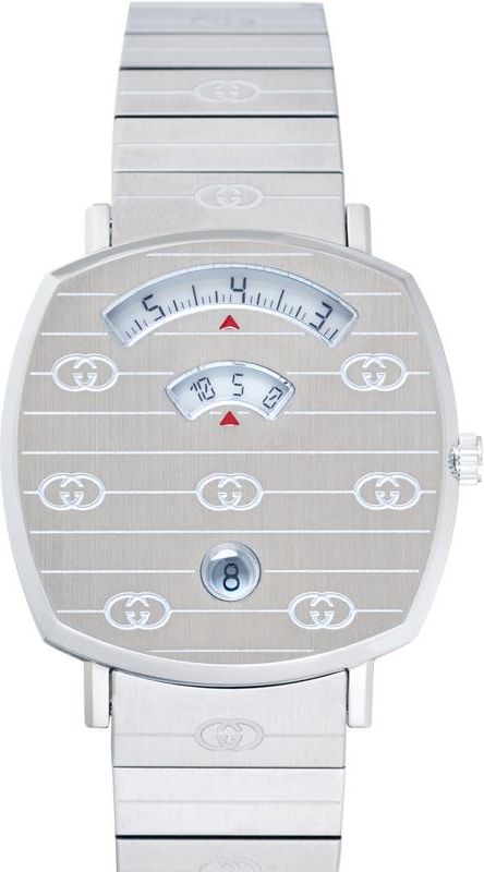 Gucci Grip 38mm Stainless Steel GG Engraved Watch YA157401 - Zegarki ...