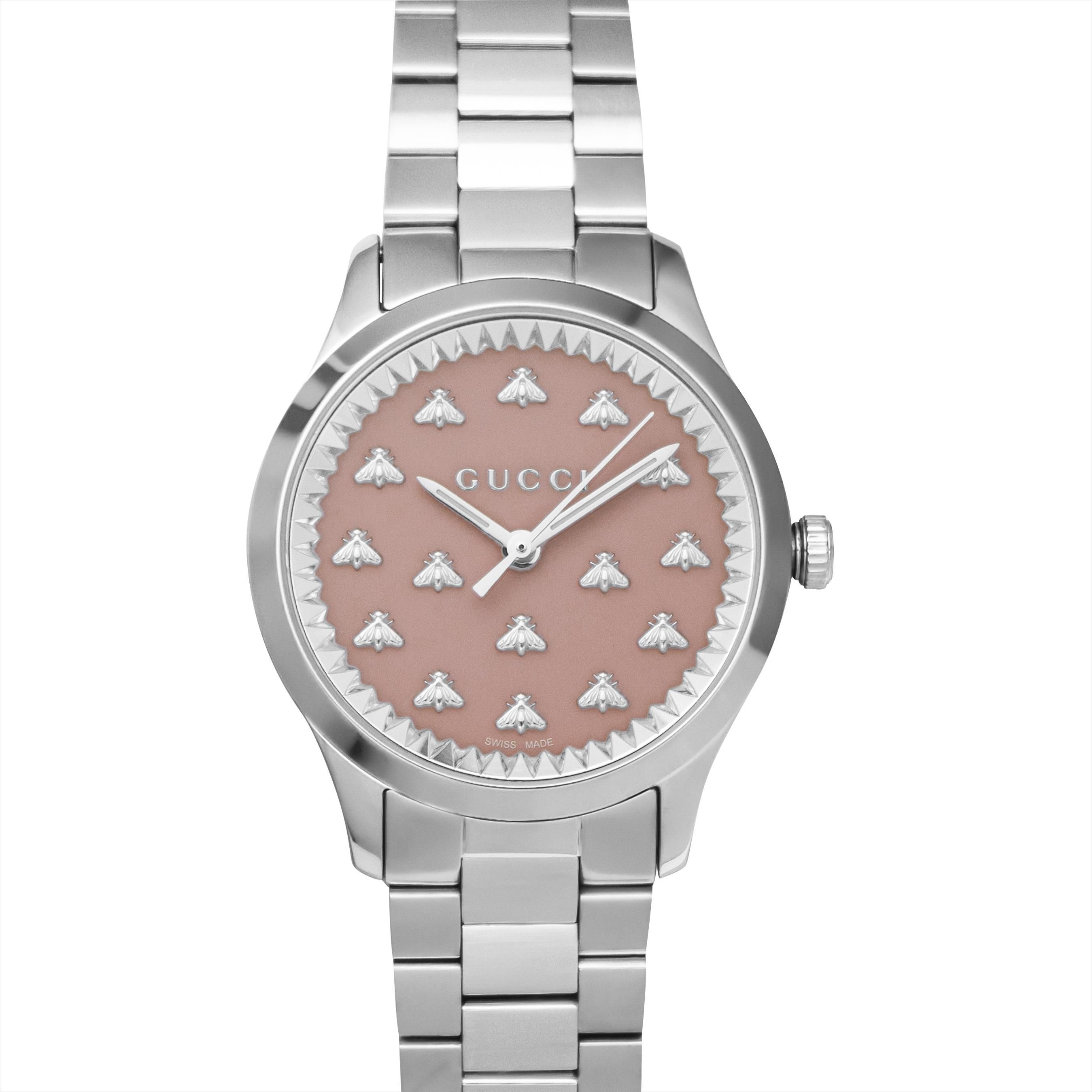 Gucci G-Timeless Quartz Pink Dial Stainless Steel YA1265033 - Zegarki ...